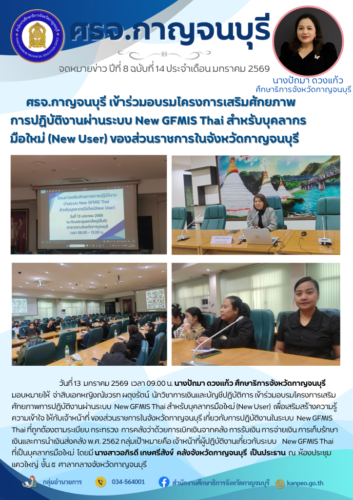 ศธจ.กาญจนบุรี เข้าร่วมอบรมโครงการเสริมศักยภาพการปฏิบัติงานผ่านระบบ New ...